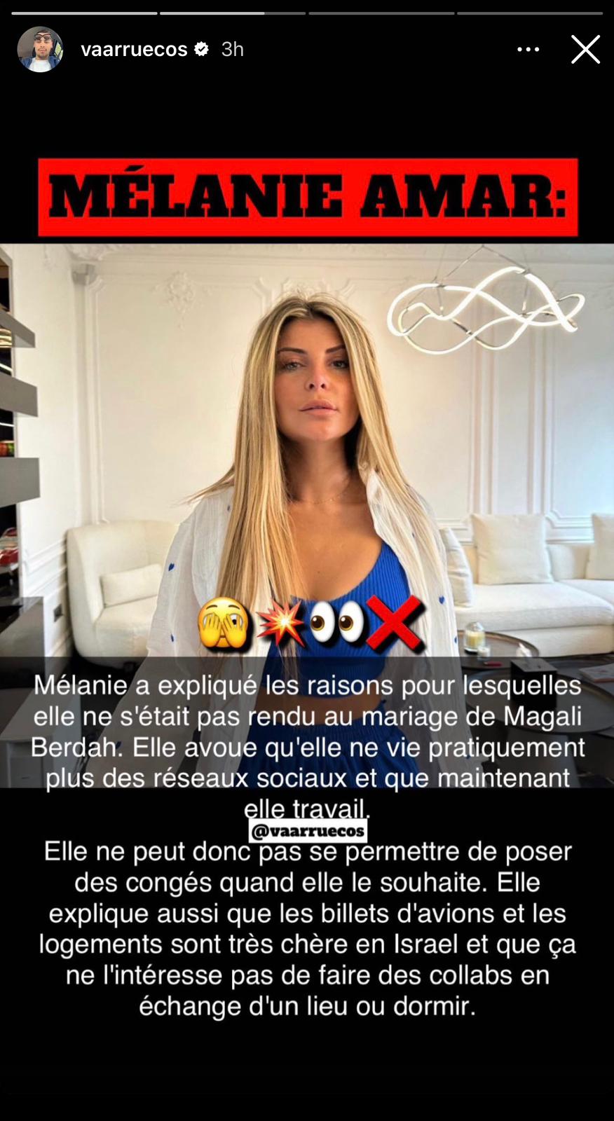 Photo : Melanight absente du mariage de Magali Berdah, elle dévoile les raisons