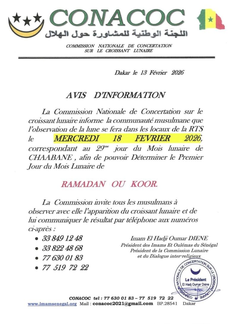 Ramadan 2026 : la Conacoc annonce l’observation du croissant lunaire